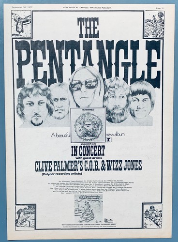 PENTANGLE 1972 POSTER ADVERT SOLOMON'S SEAL CONCERT TOUR Bert Jansch ...