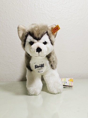 Steiff 'Bernie' Husky Dog - soft cuddly washable plush soft toy puppy ...