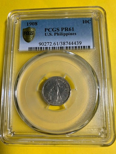 US PHILIPPINES TEN CENTAVO 1908 PROOF PCGS PR 61, ONLY 500 PIECES ...