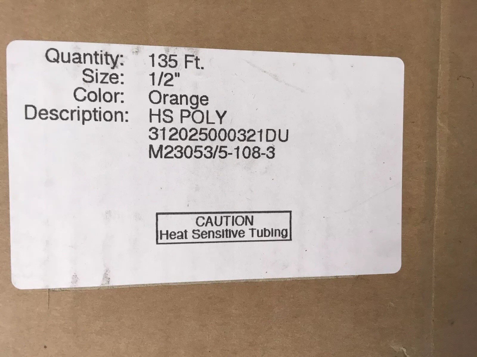 135 Feet Dunbar M23053/5-108-3 Mil-Spec 1/2" Orange Heat Shrink Tubing ...