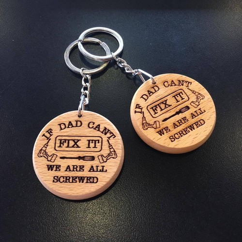 Dad Father Wooden Keyring Keychain Gifts - Engraved with heartfelt ...