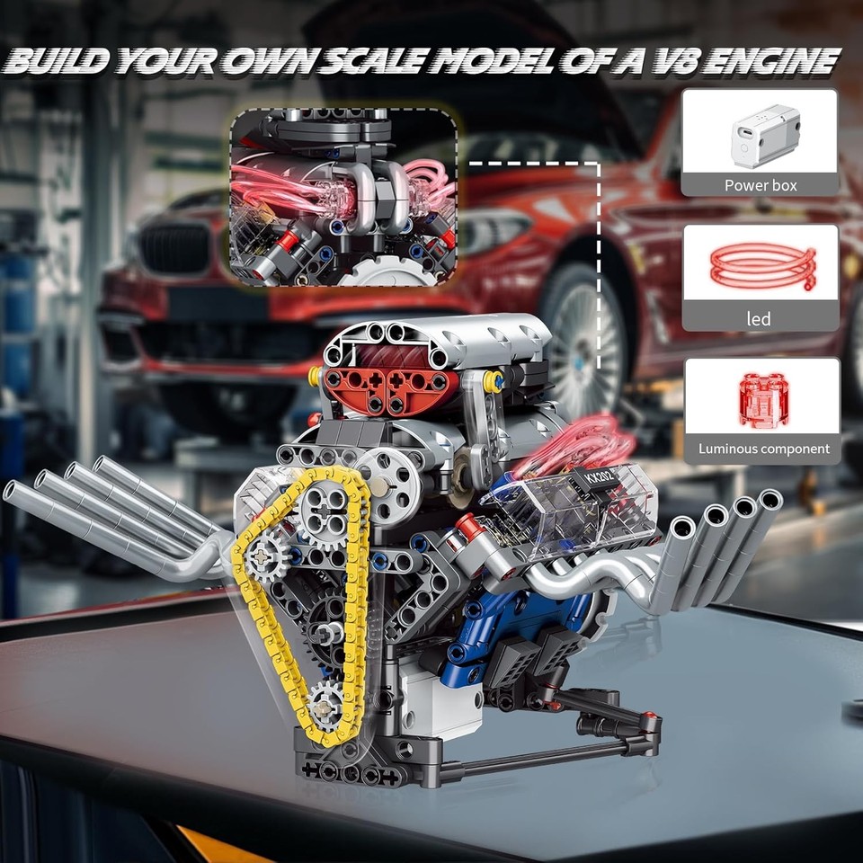 V8 Engine Building Set,Build Your Own Mini Engine That Works, Physical ...