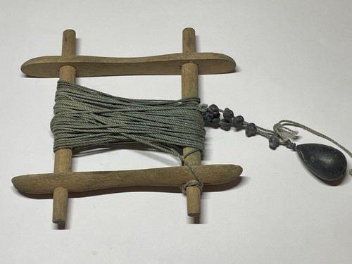 Antique Wood Fish Spool/Reel, Line and Weight. Also Kite String Winder ...