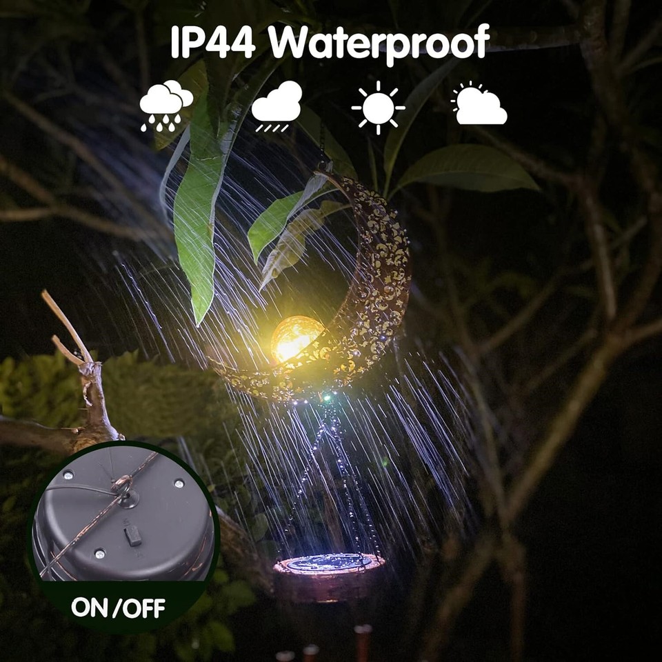 41" Solar Moon Wind Chimes LED Sun Powered Light Garden Decor Wind ...