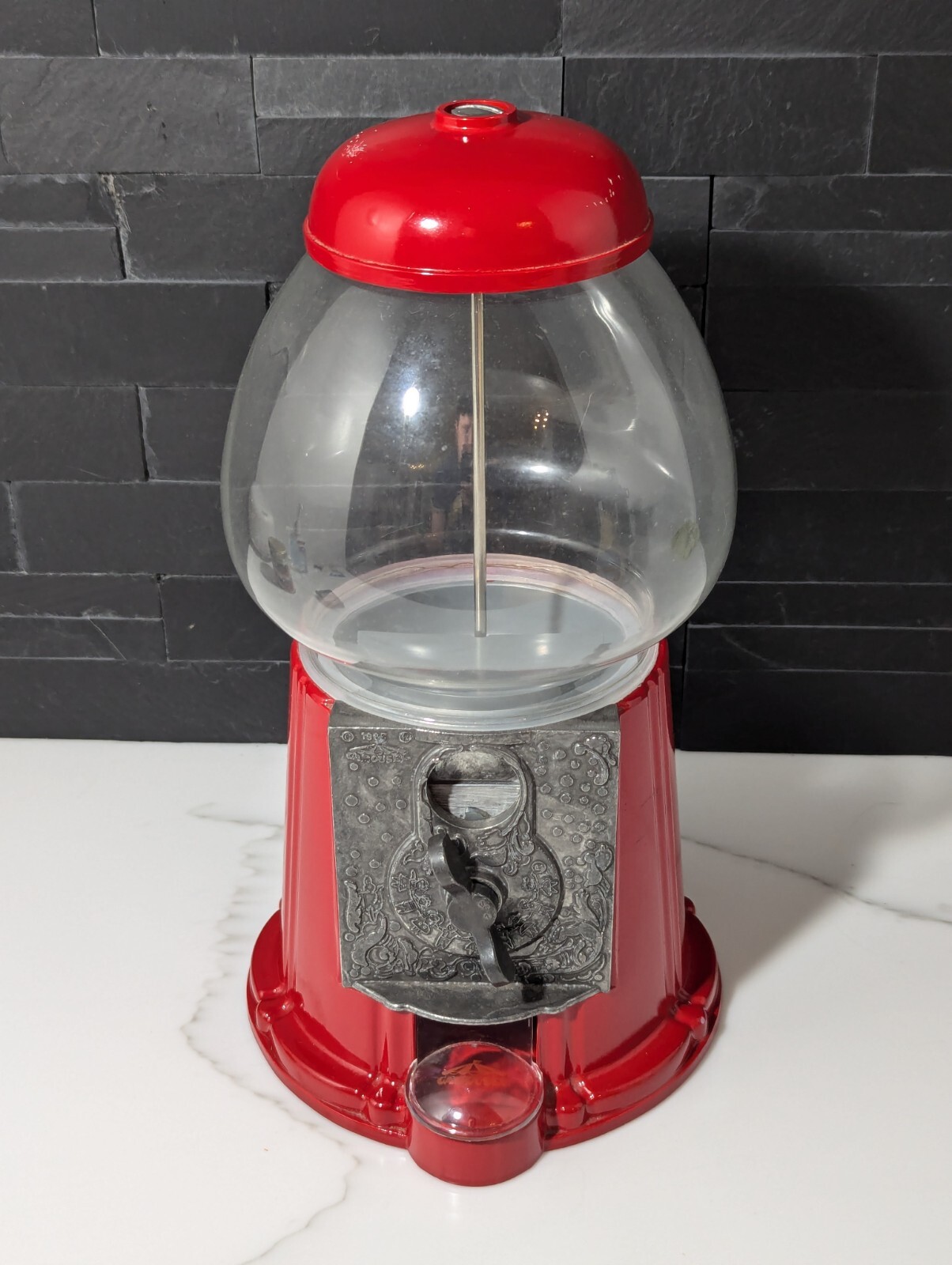 1985 Vintage Red CAROUSEL Gumball Machine Metal W/ Glass Globe 11.5" | eBay