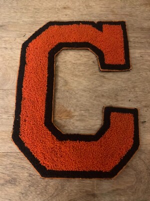 Badge Patch Varsity Letter C 8 3/8" Orange Black Edge Sewn High School ...