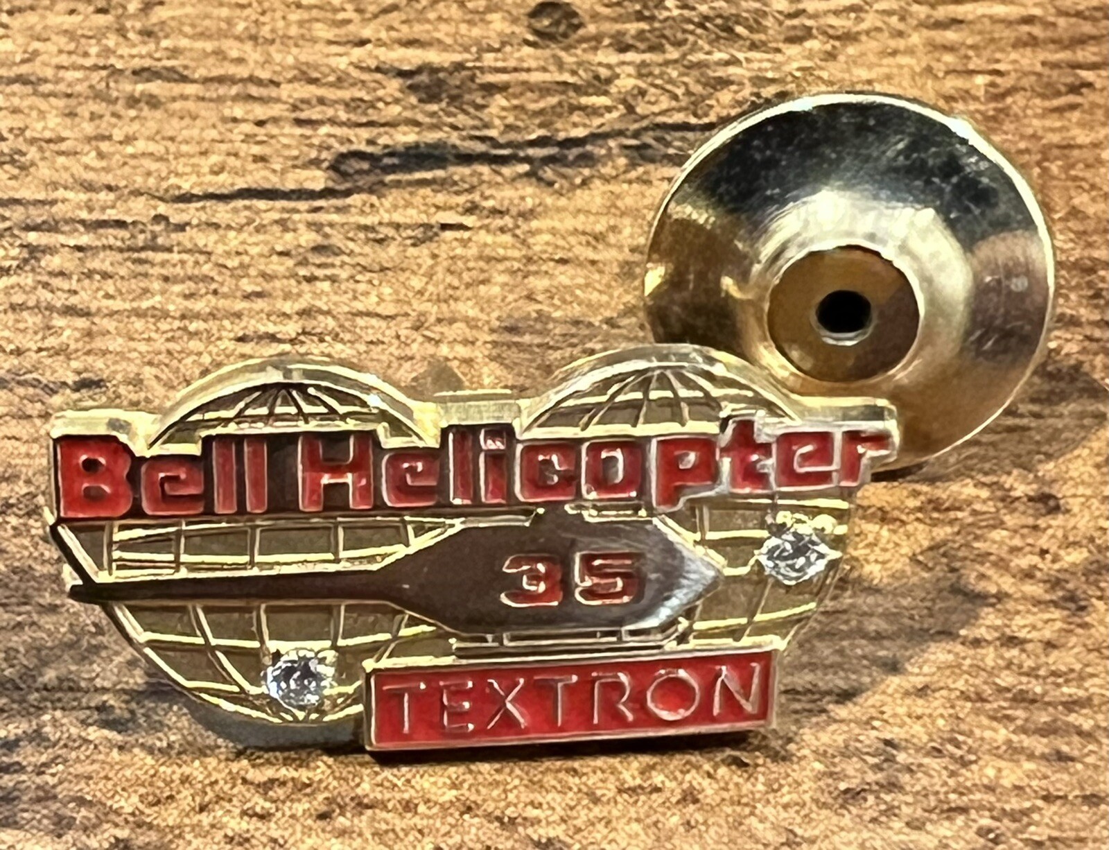 Bell Helicopter Textron 35 Year Service Award Pin 1/10 10K GF 2 Diamond ...