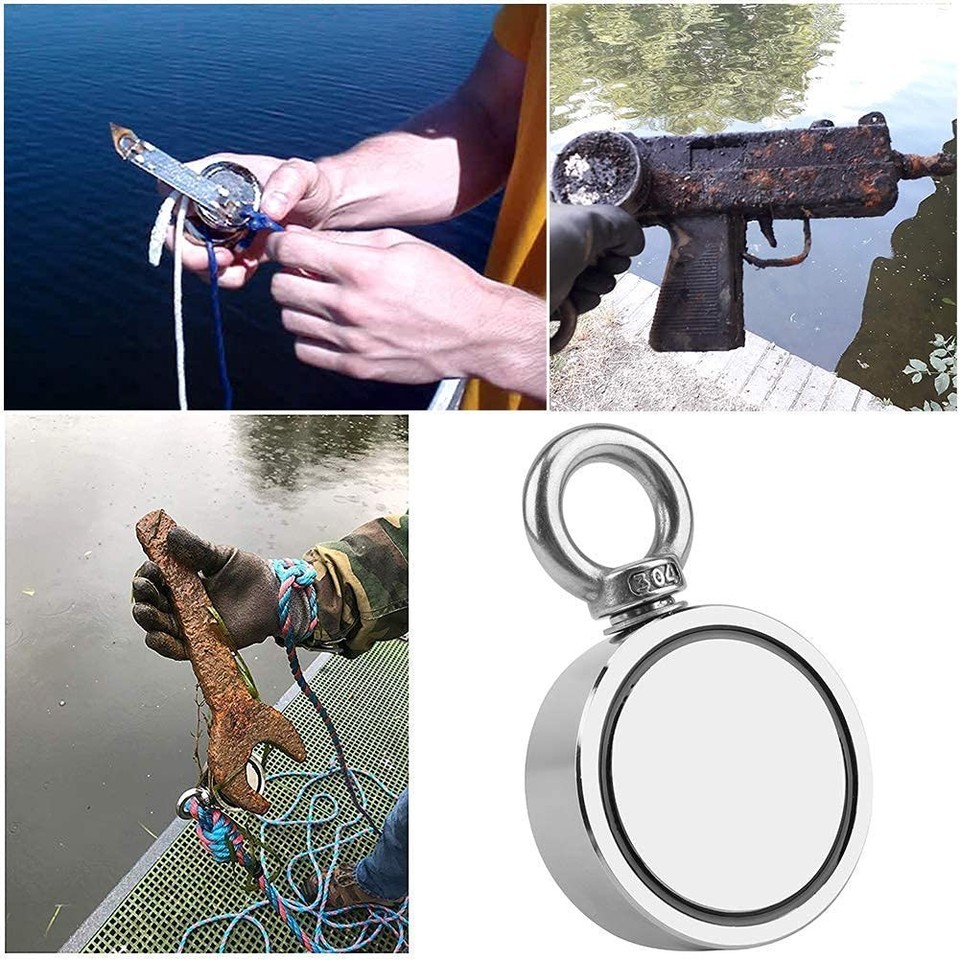 1000 LBS Fishing Magnet Kit Double Sided Fishing Strong Neodymium ...