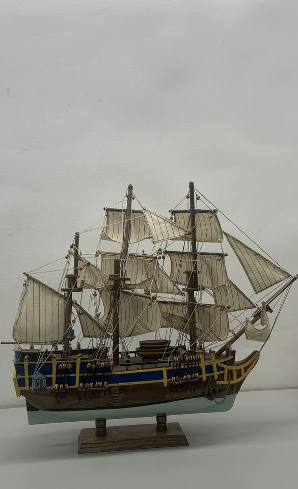 Vintage Wooden Model Ship HMS Bounty Tall Ship Nautical Decor | eBay