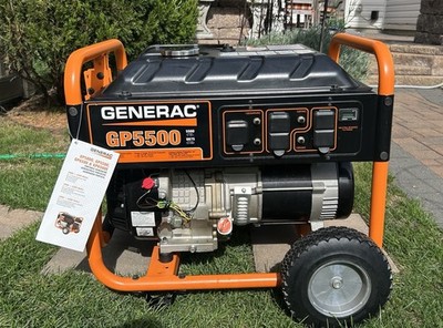 GENERAC GP5500 Portable Gas Generator. 5500-6875 W. 120/ 240 Volts PRE ...