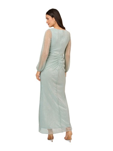 ADRIANNA PAPELL Womens Green Lined Cascading Ruffle Hem Dress Petites ...