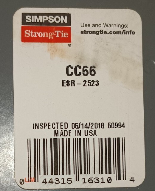 Simpson Strong-Tie CC66 6"x6" 7-Gauge Column Cap - Gray for sale online ...