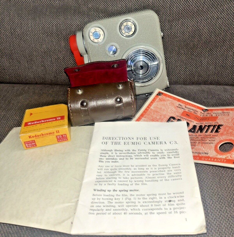 1950s Eumig C3 Vintage 8mm Movie Video Film Camera 8mm Austria Lens kit ...