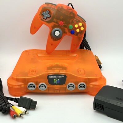 NEW Nintendo 64 N64 Clear Atomic Fire Orange Custom Console Bundle Set ...