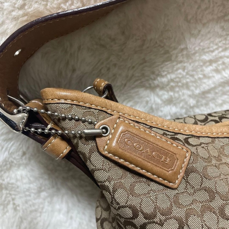 COACH One Shoulder Half Moon Bag with Charm, Shoulder Carry Canvas ...