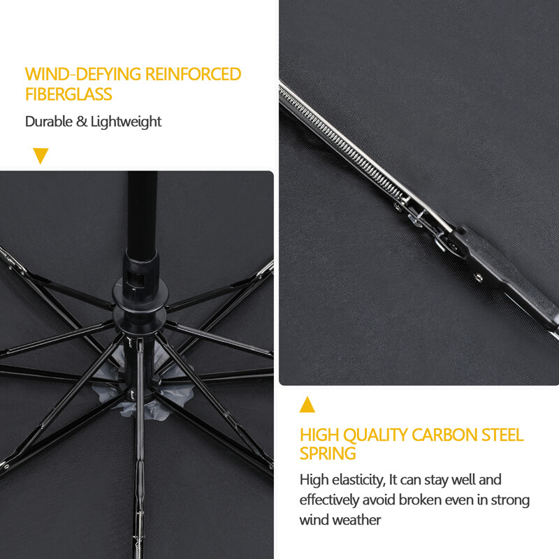 42" Large Umbrella Men/Women Three Folding Anti-UV Windproof Big Rain ...