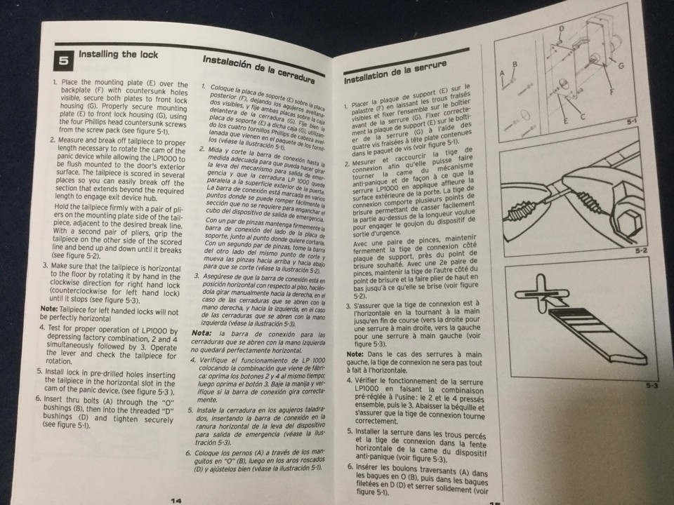 Kaba Simplex LP1000 Series Pushbutton Lock Instruction Book | eBay