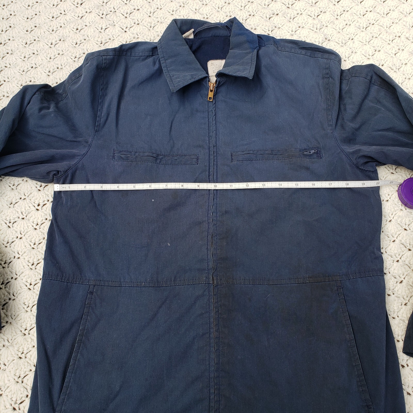 Vtg US Navy USN Utility Deck Jacket Blue Full Zip Lined Distressed - 38 ...