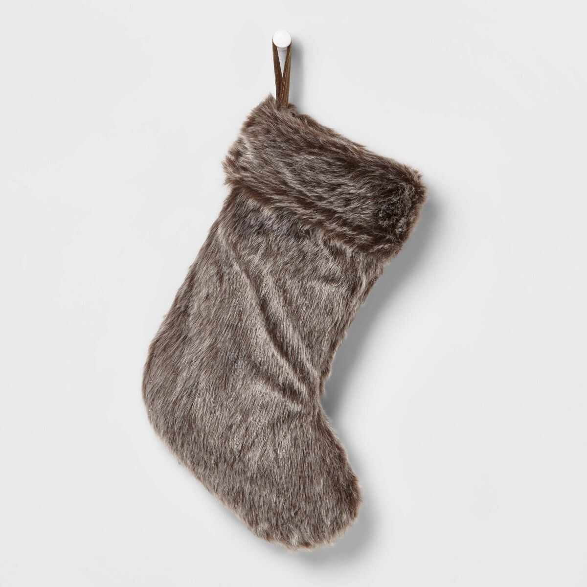 Faux Fur Holiday Stocking Xmas Brown/Gray 20" Wondershop Target Furry ...