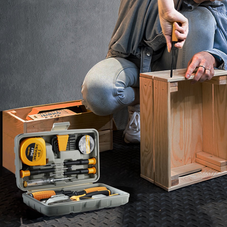 15pcs Hand Tools Kit DIY Household Repair Tool Kit Set With Hard ...