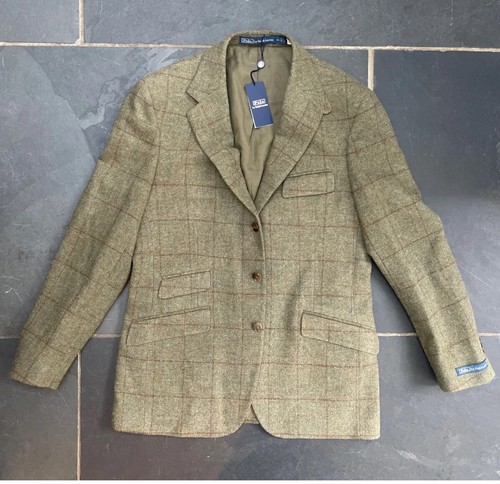 POLO RALPH LAUREN WOOL PLAID TWEED BLAZER JACKET 42R MADE IN ITALY ...