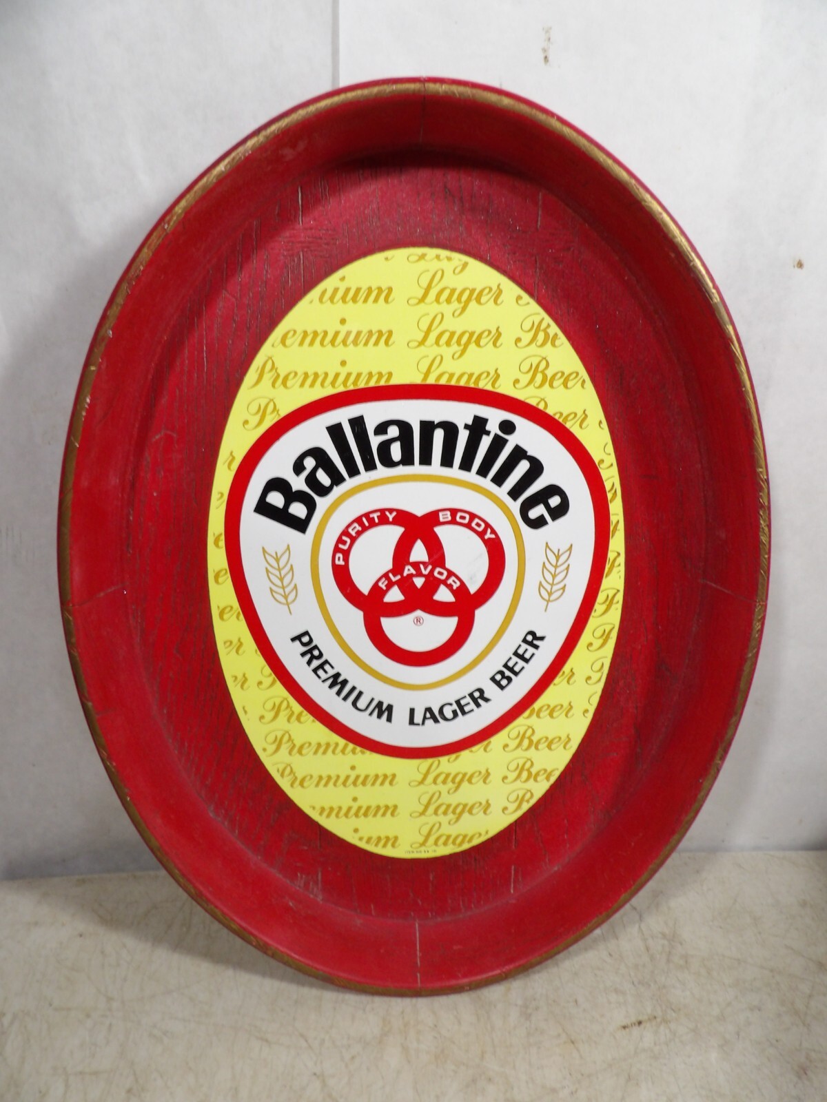 Vintage Plastic Ballantine Beer Wall Logo Unit Sign NOS Faux Wood Tray ...