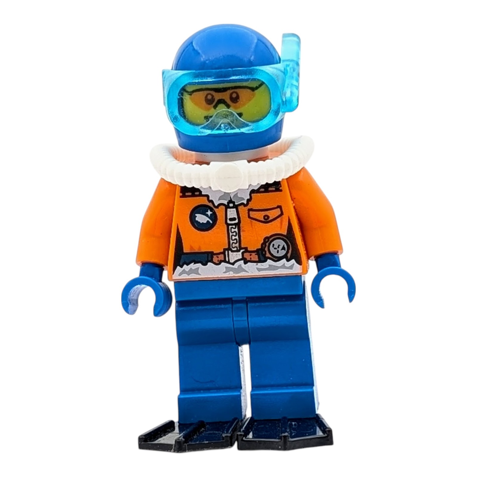 LEGO minifigure scuba diver orange/blue suit oxygen diver helmet fins ...