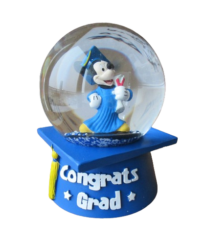 Congrats Grad Musical Wind-Up Graduation Waterglobe Mickey Mouse Blue ...