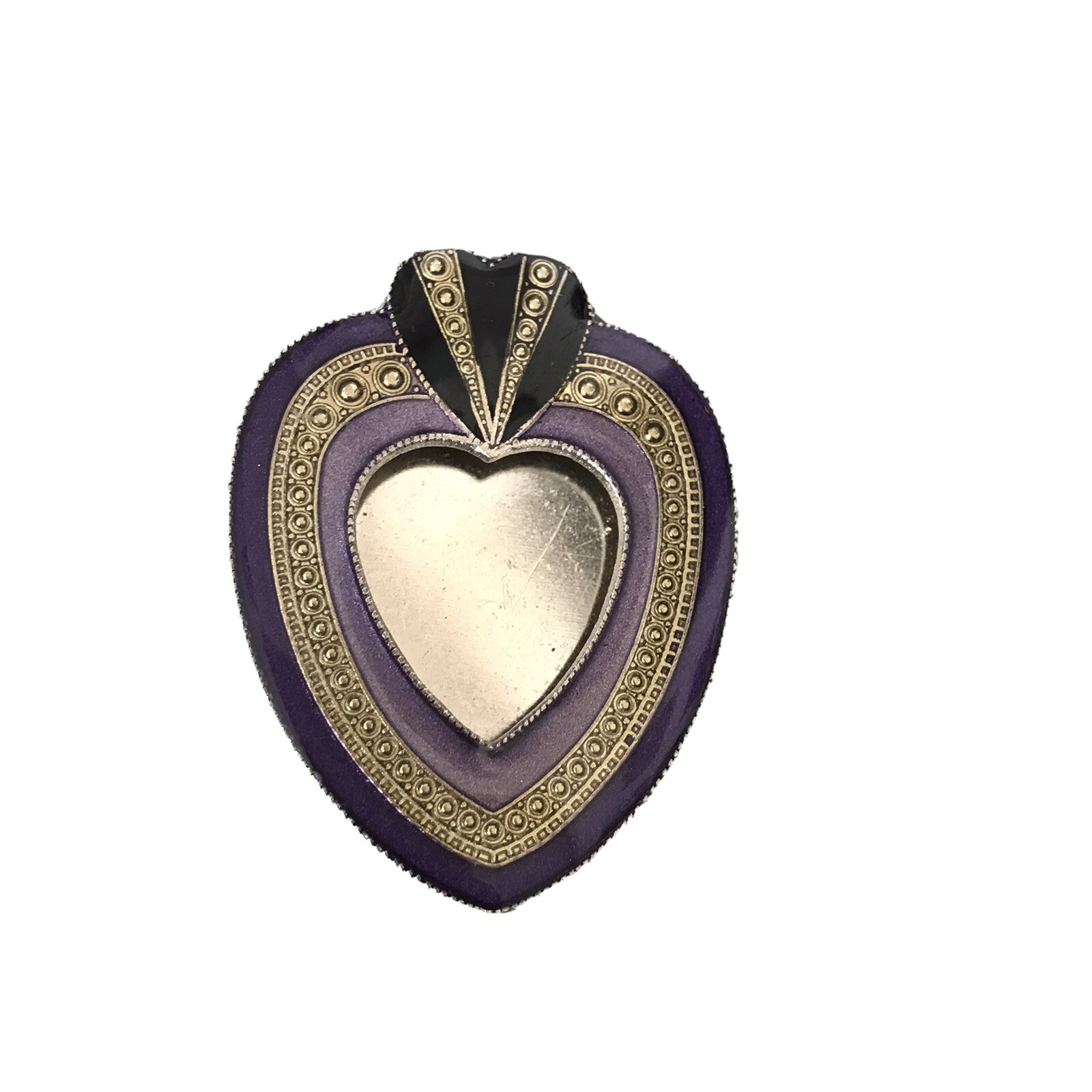 Aluminum Silver Tone Heart Locket Purple Photo Holder Brooch Pin | eBay