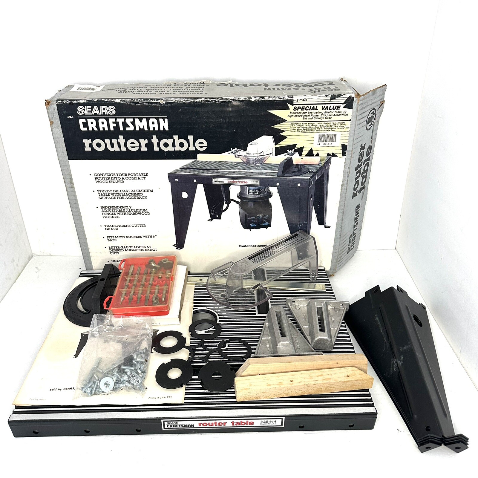 VINTAGE CRAFTSMAN ROUTER TABLE BENCH TOP ROUTER TABLE #25444 With Bits ...