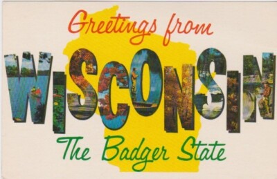 Large Letter Postcard-The Badger State-Greetings From Wisconsin | eBay