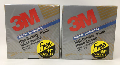 3M High Density Diskettes 3.5" Formatted IBM DS, HD 2 Boxes of 11 (22 ...