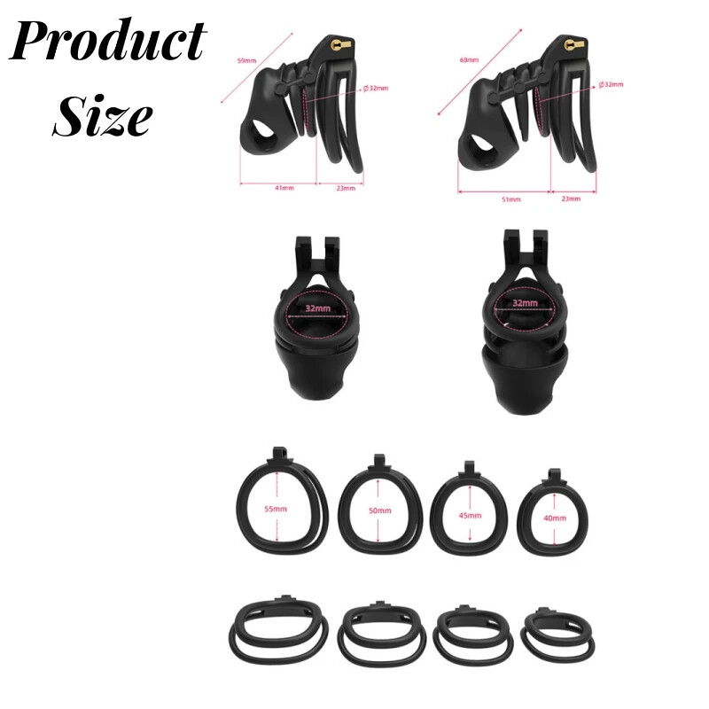 Male Double Ring Chastity Cage Device Anti Cheating Ring Lock Restrain ...