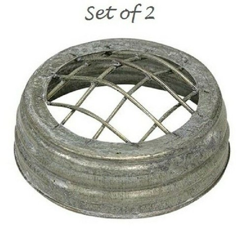 NEW GALVANIZED Flower Frog Jar Lids 2 PC REGULAR MOUTH SIZE 3"W ...