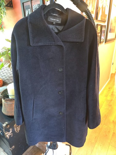 Jones New York Angora Wool Coat Womens 16 Dark Blue Simple | eBay