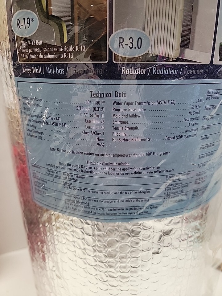 BP24025 24“ X 25' Bubble Pack Insulation Reflectix NEW Edge Silver 50 ...