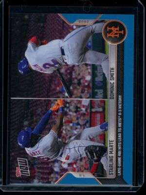 2022 Topps Now #477 Starling Marte & Dominic Smith Blue Parallel Card # ...