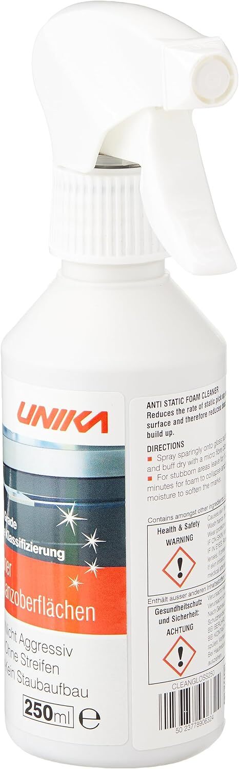Unika 200ml Anti-Static Gloss Surface Cleaner with Microfiber Cloth for ...