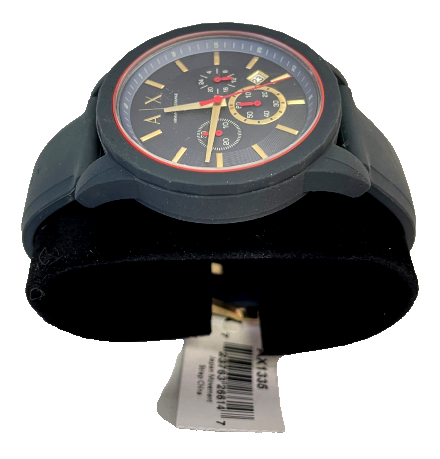 Armani Exchange AX1335 Chronograph 47mm Blue Silicone Strap Watch NEEDS ...