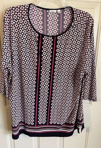 Croft & Barrow Women’s Pink Diamond Print 3/4 Sleeve Blouse Size 2X | eBay
