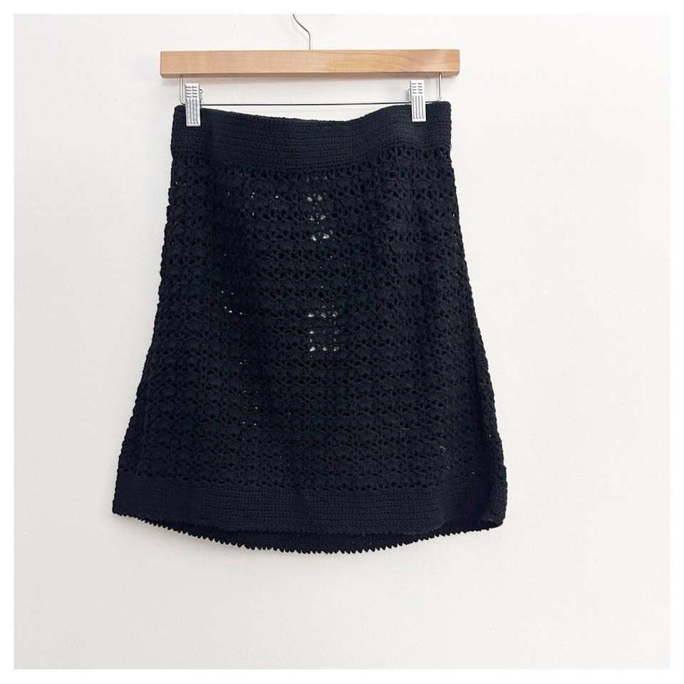 NWT LESET Lucy Crochet Mini Skirt Black size M/L | eBay