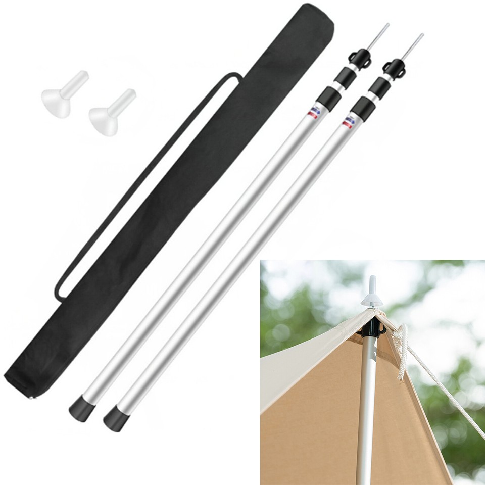 Adjustable Tarp Poles Set Of 2 Telescoping Aluminum Rods For Tent ...