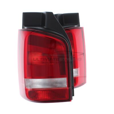 VW T5 Rear Light 2010-2016 Tailgate Red/Clear Tail Lamp Lens Pair Left ...