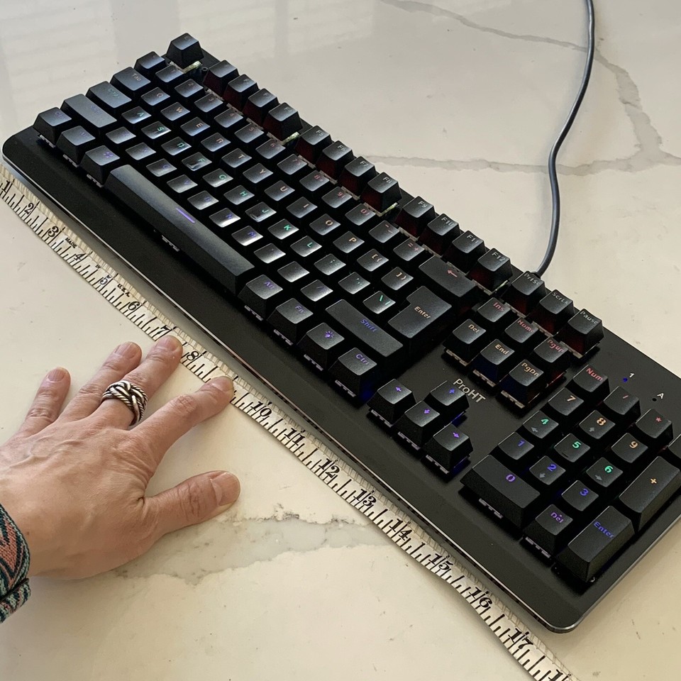 ProHT USB Wired 104-Key Mechanical Keyboard Rainbow Backlit PC Mac Xbox ...