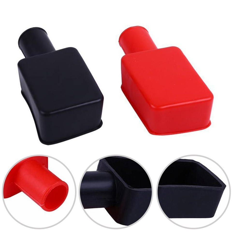 Car Battery Terminal Pole Protector Covers Soft Flexible PVC Red Black ...