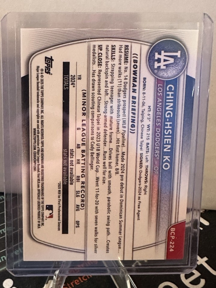 CHING-HSIEN KO 2025 BOWMAN CHROME #BCP-224 1ST MINI DIAMONDS DIAMOND ...