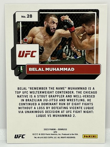 2023 Donruss UFC Belal “Remember The Name” Muhammad #28 Panini | eBay