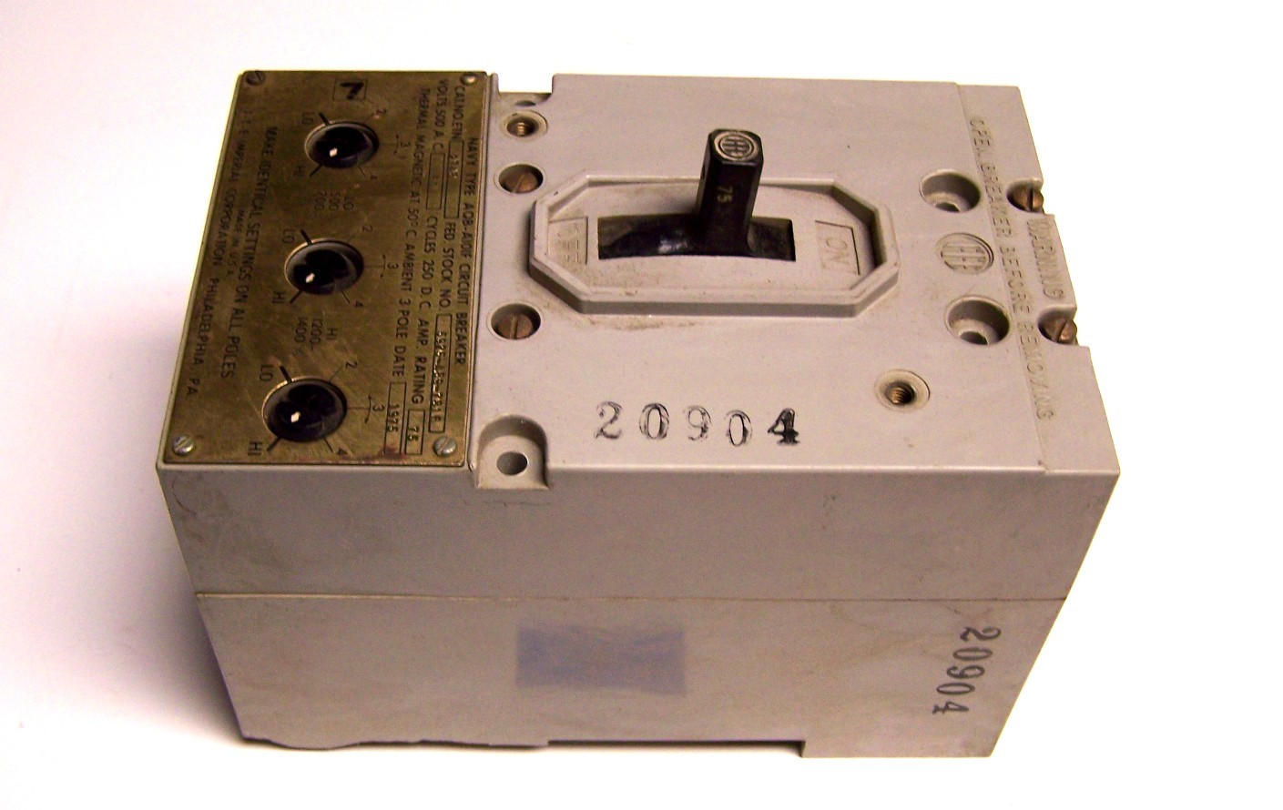 * I.T.E. NAVY Type 75A Breaker AQB A101F Cat# 2743 ... WA-21A | eBay