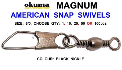 OKUMA AMERICAN SNAP SWIVELS SIZE 6/0 COARSE SEA FISHING LINE FAST LINK ...