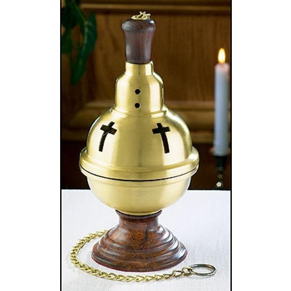 Brass and Wood Base Incense Censer Single Chain | eBay